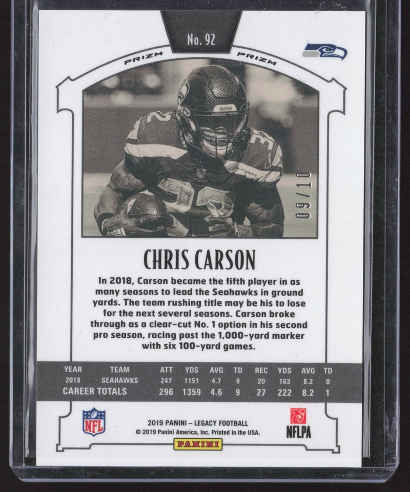 2019 Legacy Chris Carson Diamond Prizm /10 #92 | eBay