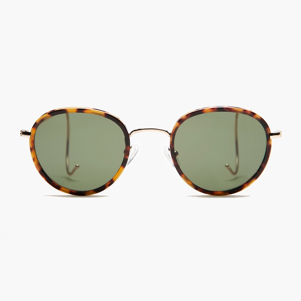 Preppy Round Sunglass with Cable Temples and Green Lenses - Tyler | eBay
