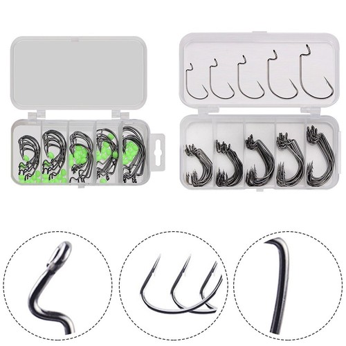 Fishhook Fishing Hook Set For Soft Worm Lure Fishing Tackle Gear ...