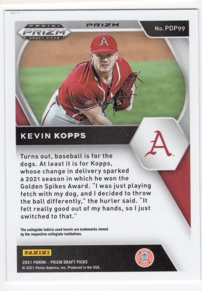 Kevin Kopps 2021 Panini Prizm Draft Picks Silver Prizm Parallel #PDP99 ...