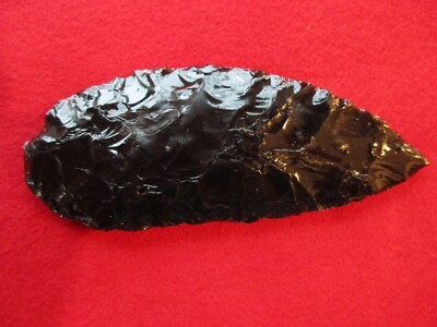 LARGE "OBSIDIAN" ARROWHEAD, 6"+ NATIVE AMERICAN SPEAR OR KNIFE, ATL ...