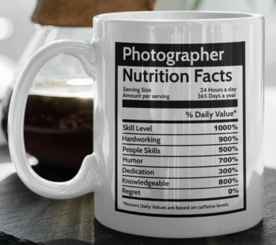 Photographer Nutrition Facts Coffee Mug Gift for Cameraman Coworker ...