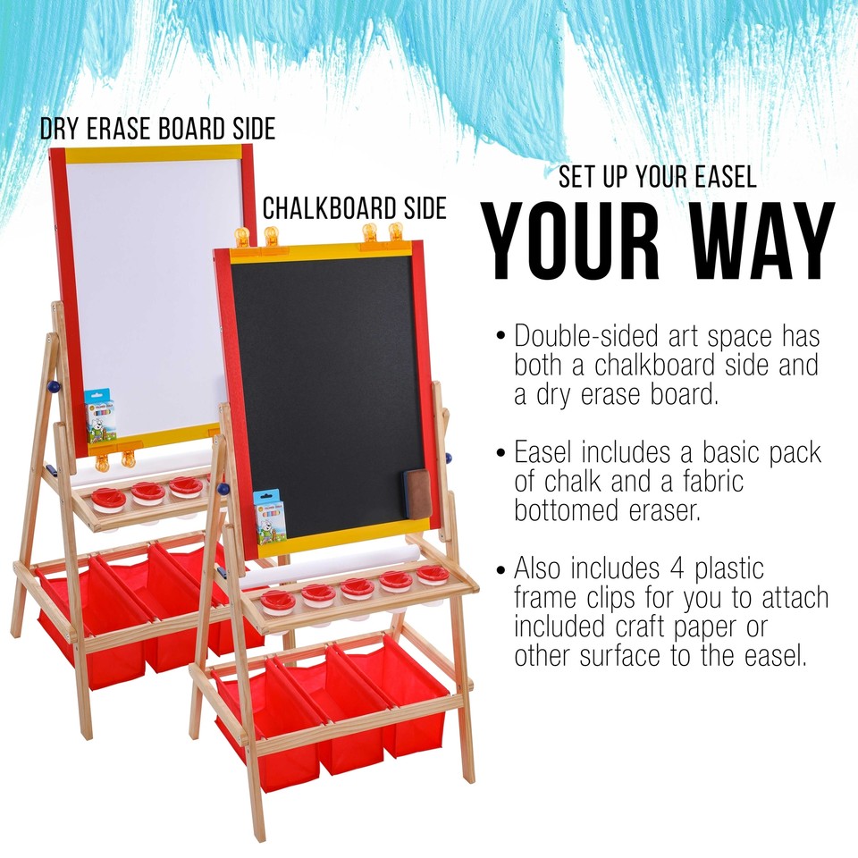 Children's Paint & Drawing Kids Art Easel Flip-Over Chalk & Dry Erase ...