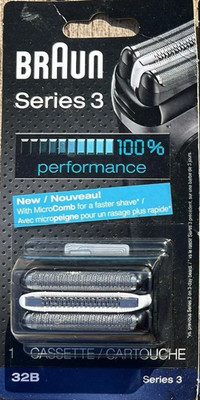 Braun Series 3, 32B Replacement Shaver Razor Head Foil Cutter Cassette ...