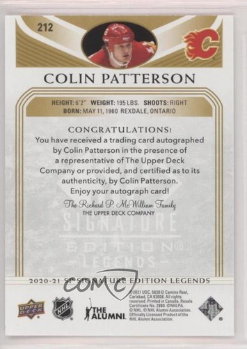 2020 SP Signature Edition Legends Gold Spectrum Foil Colin Patterson ...