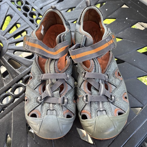 Merrell Boys Hydro MY53375 Grey And Orange Round Toe Hiking Sandal Size ...