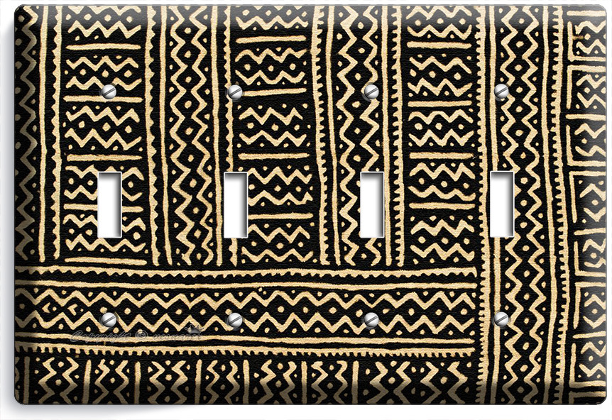 AFRICAN TRIBAL MUD CLOTH STYLE LIGHT SWITCH OUTLET WALL PLATE FOLK ART ...