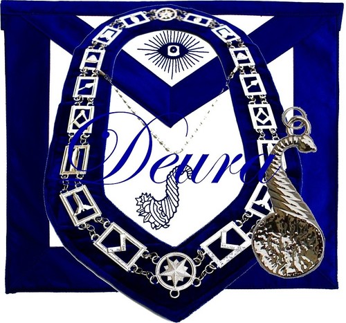 Masonic Master Mason Senior STEWARD SILVER Jewel Collar and EMBROIDERED ...