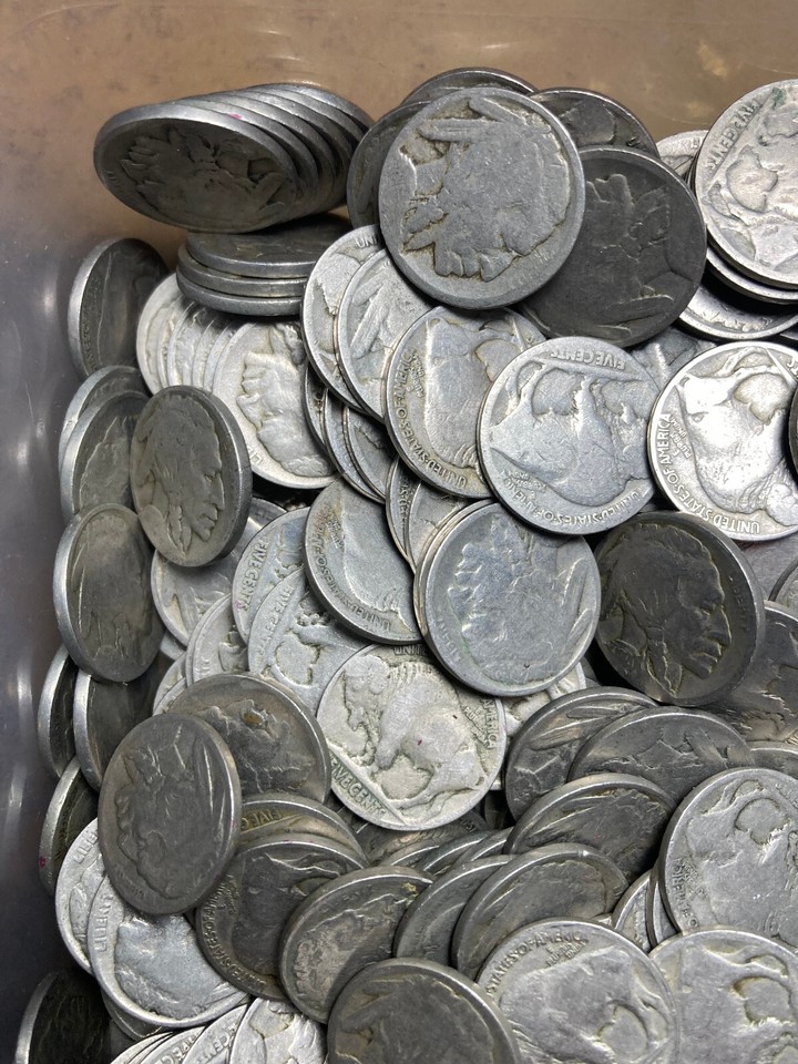 BUFFALO NICKEL LOT (500 COINS), Dateless (no date) "no" acid treated ...