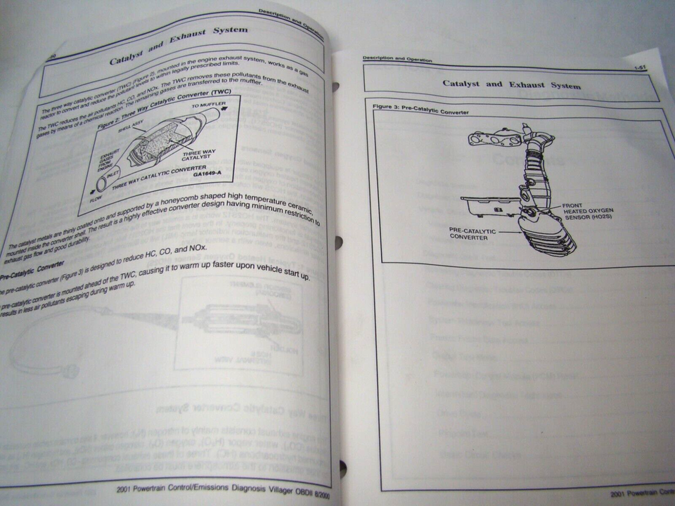 2001 Mercury Villager Emissions OBD Powertrain Controls Shop Service ...