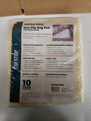 Slip Stop Super Grip Non-Slip Rug Pad For Hard Floors 2'x8'- NEW AND ...