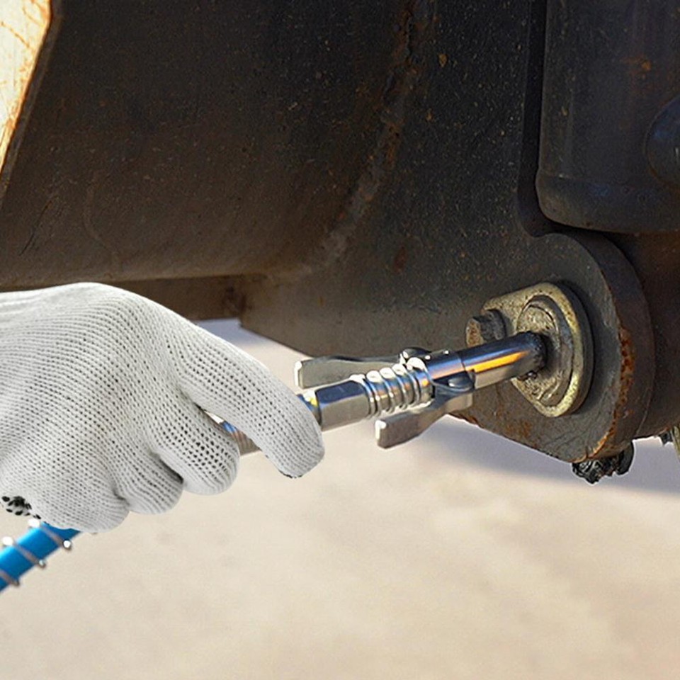 Grease Gun Coupler Locks on Like Air Chuck Fit SAE Zerk & Metric Lube ...