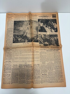 June 6, 1944 - LA Evening Herald Express 2nd Front Page - Invasion ...