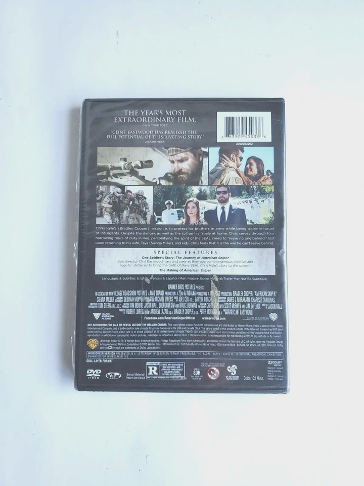 American Sniper DVD Sealed New In Package With Bonus Disc 883929450336 ...