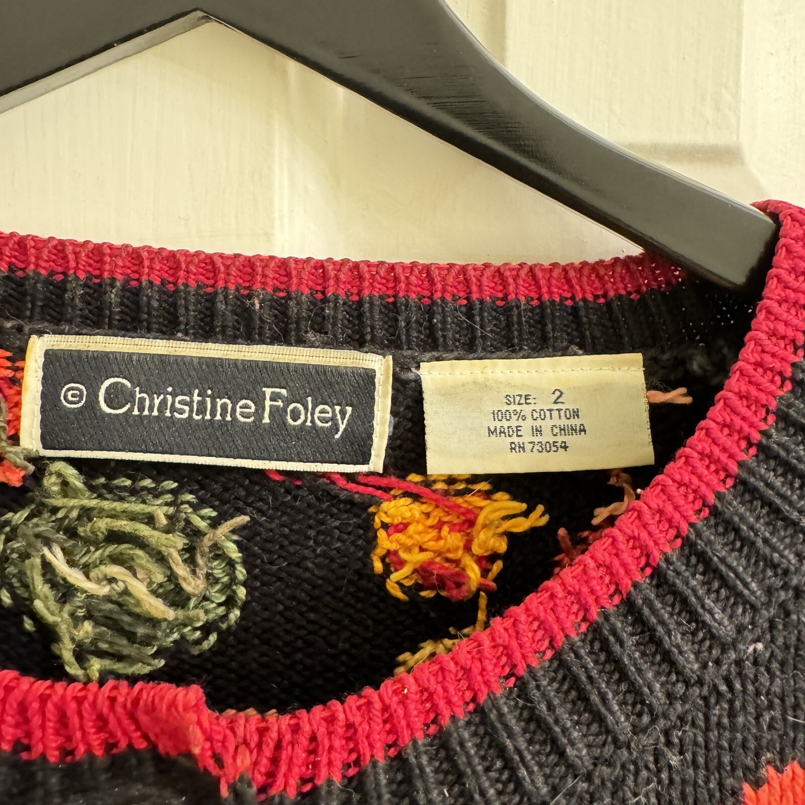 Vintage Christine Foley 1990s Buttons Heavy-Knit Card… - Gem