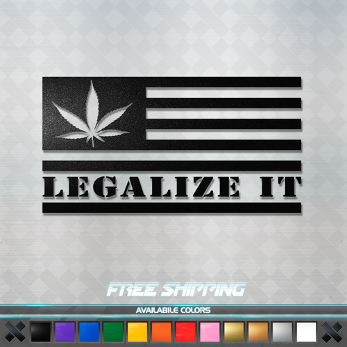 Weed Leaf Legalize It US Flag Vinyl Decal Sticker - Pot Marijuana Car ...