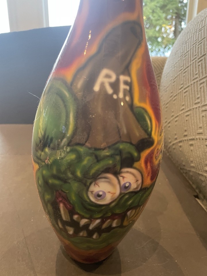 Rat Fink RF Air Brushed Bowling Pin 15.5” Hot Rod Beautiful Multi ...