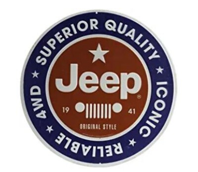 JEEP ROUND TIN SIGN WRANGLER TJ YJ JK JAMBOREE 4 X 4 ONLY IN A JEEP ...