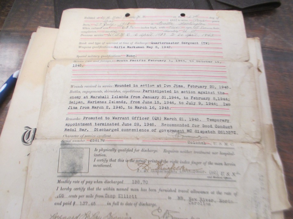 WWII Discharge Papers USMC Leather Case | eBay