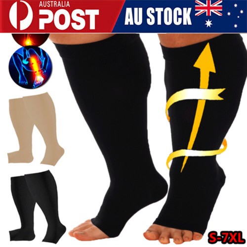 XL-7XL Plus Size Medical Compression Socks Wide Calf Leg 20-30 mmHg ...