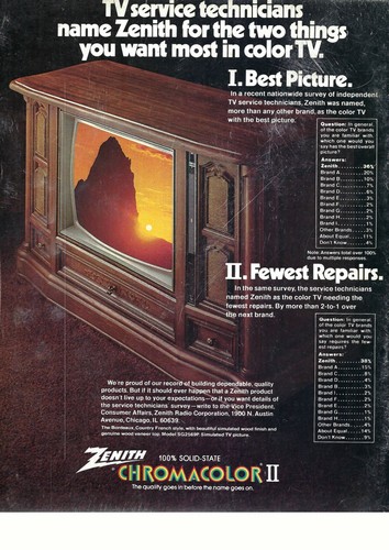 1975 ZENITH CHROMACOLOR II TELEVISION Vintage Magazine Print Ad | eBay