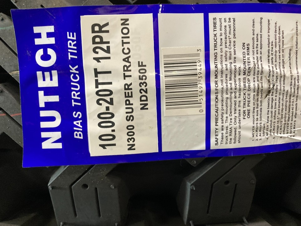 4 New Bias Tires 10.00-20 Nutech N300 Super Traction 12ply Mud & Snow ...