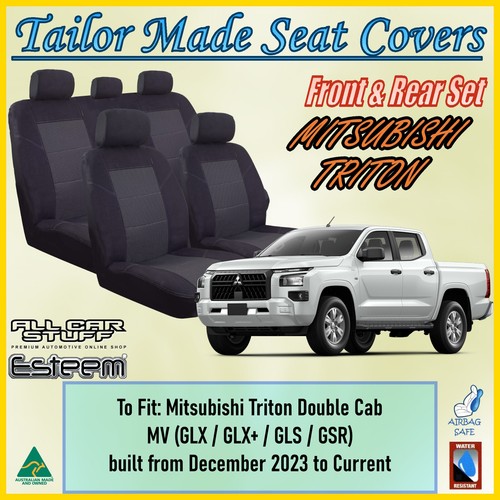 Black Fabric Seat Covers for Mitsubishi Triton New-Gen (MV): 12/2023 to ...