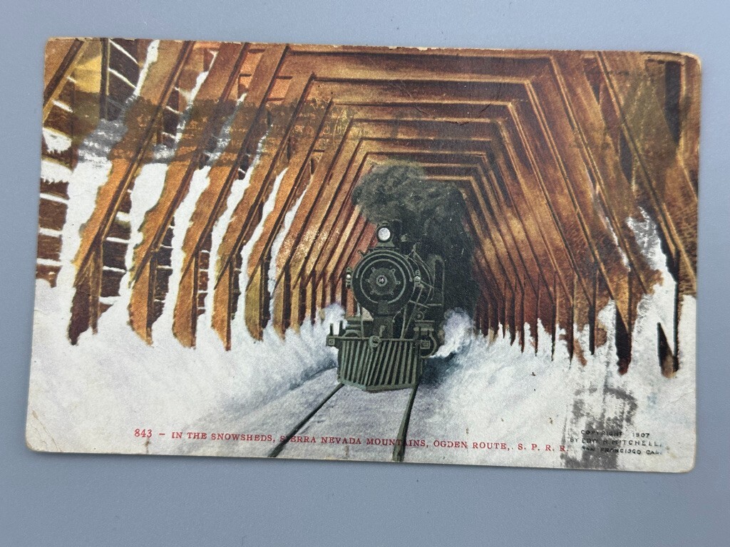 1910 SOUTHERN PACIFIC RAILROAD Train OGDEN ROUTE Snow Sheds Postcard ...