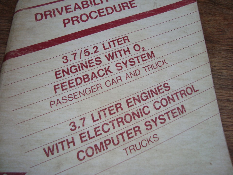 1984 Chrysler Driveability Test Procedure 3.7 5.2 Liter Engines Booklet ...