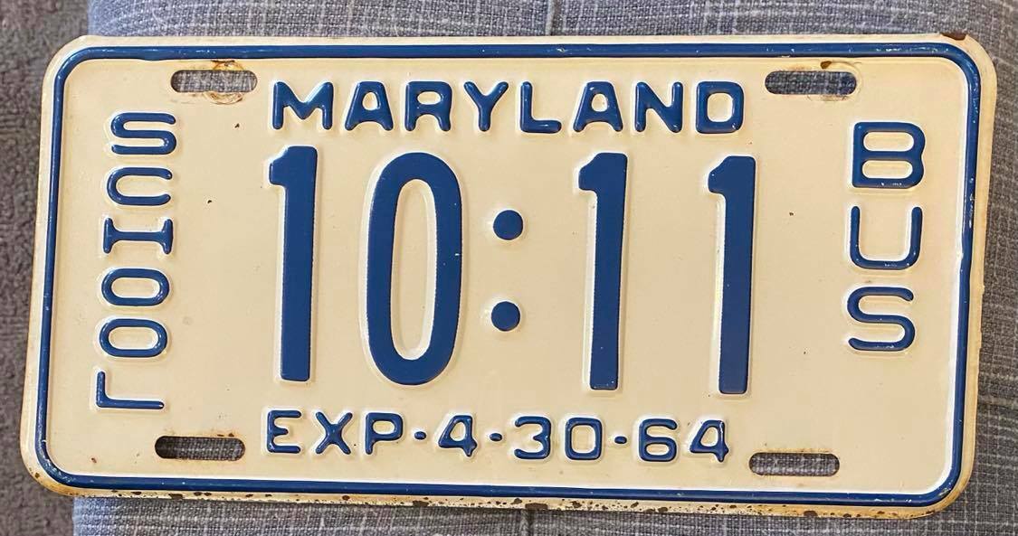Maryland 1964 SCHOOL BUS License Plate 10:11 | eBay