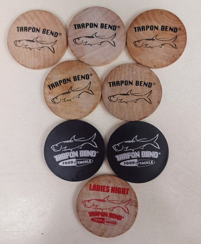 Lot 8 / Drink Happy Hour Cocktails Wood / Plastic Tokens / Coins TARPON ...