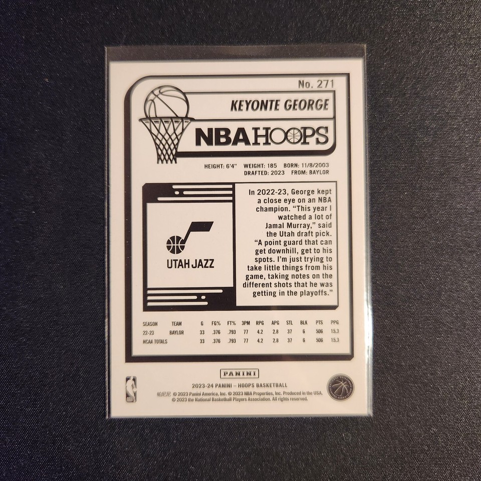 2023-24 Panini NBA Hoops Winter Keyonte George Rookie #271 RC L14 | eBay