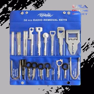 38 pc Radio Removal Keys Kit carrying case foreign factory domestic car ...