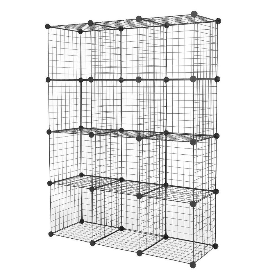 (43 x 14 x 57)" 12-Cube Metal Grids Storage Wire Cube Organizer Bins ...