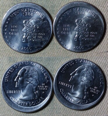 Errors : Lot 2 Coins 2000P Quarter New Hampshire Off Center IREC3098 | eBay