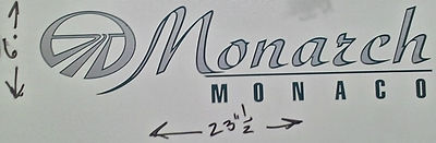 MONARCH MONACO RV MOTORHOME CAMPER LOGO DECAL LEGEND GREEN SILVER 23X6 ...