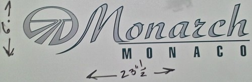 MONARCH MONACO RV MOTORHOME CAMPER LOGO DECAL LEGEND GREEN SILVER 23X6 ...