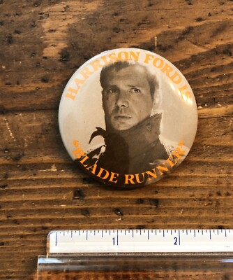 VINTAGE 1982 PROMO BUTTON HARRISON FORD IS BLADE RUNNER PIN FREE US ...