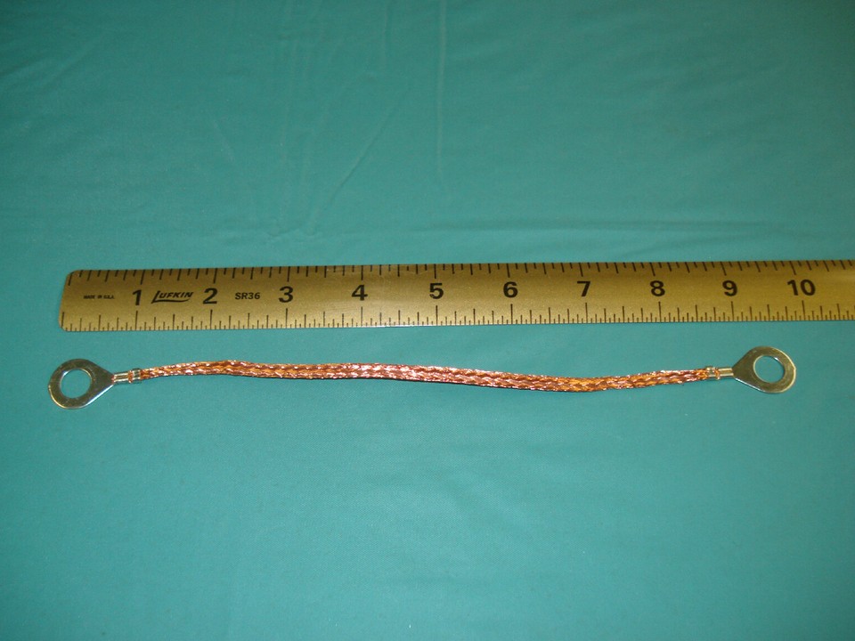 Copper 10 gauge ground bonding strap, 5/16 or 3/8 stud, engine to body ...