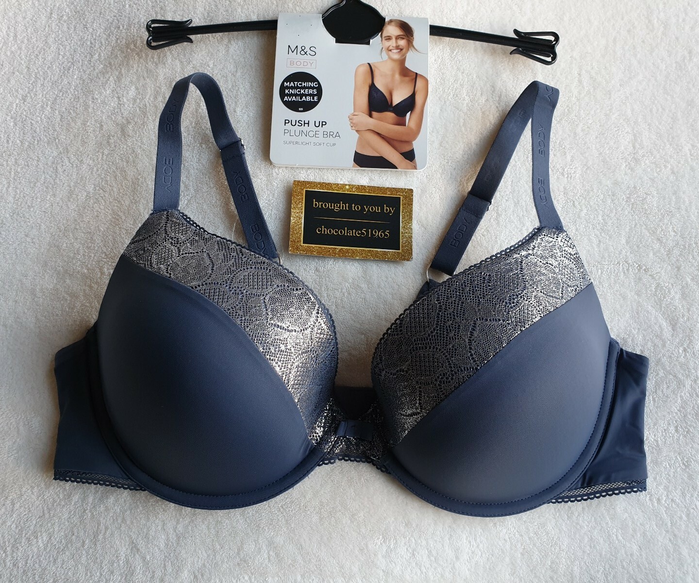 NEW M&S BODY SUPERLIGHT SOFT CUP PUSH UP SMOOTHING BACK PLUNGE BRA 36E ...
