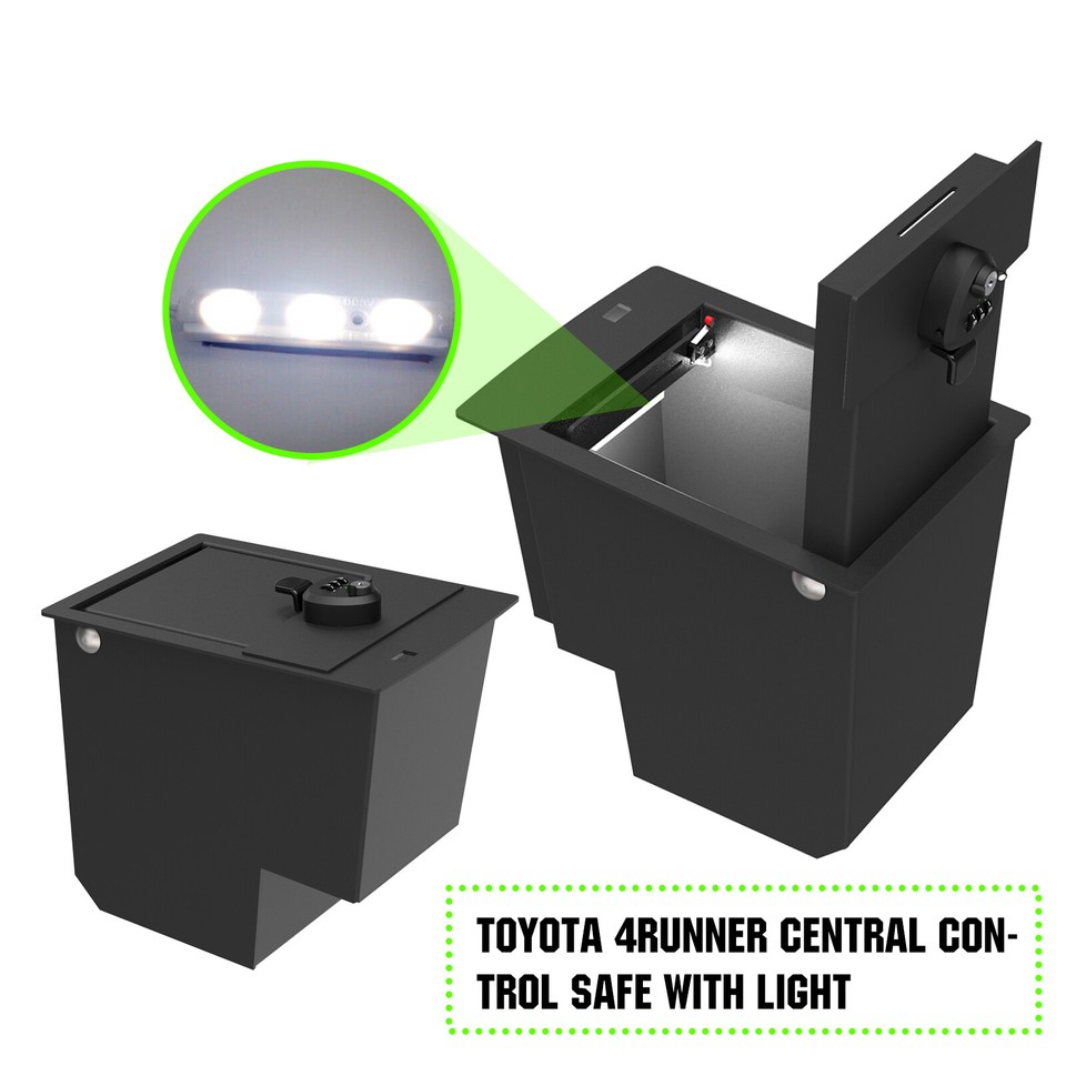 Center Console Safe Lock Vault GUN Storage w/ LED For 2014-2021 TOYOTA ...