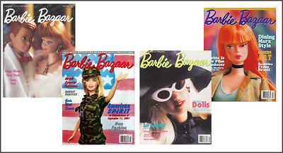 4 Mini 'BARBIE BAZAAR' OPENING Magazines Barbie Blythe Doll size 1:6 ...