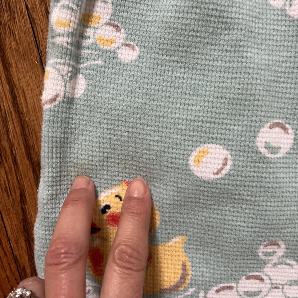 Nick & Nora Rub-A-Dub Rubber Duck 100% Cotton Thermal Pajama Set Top ...