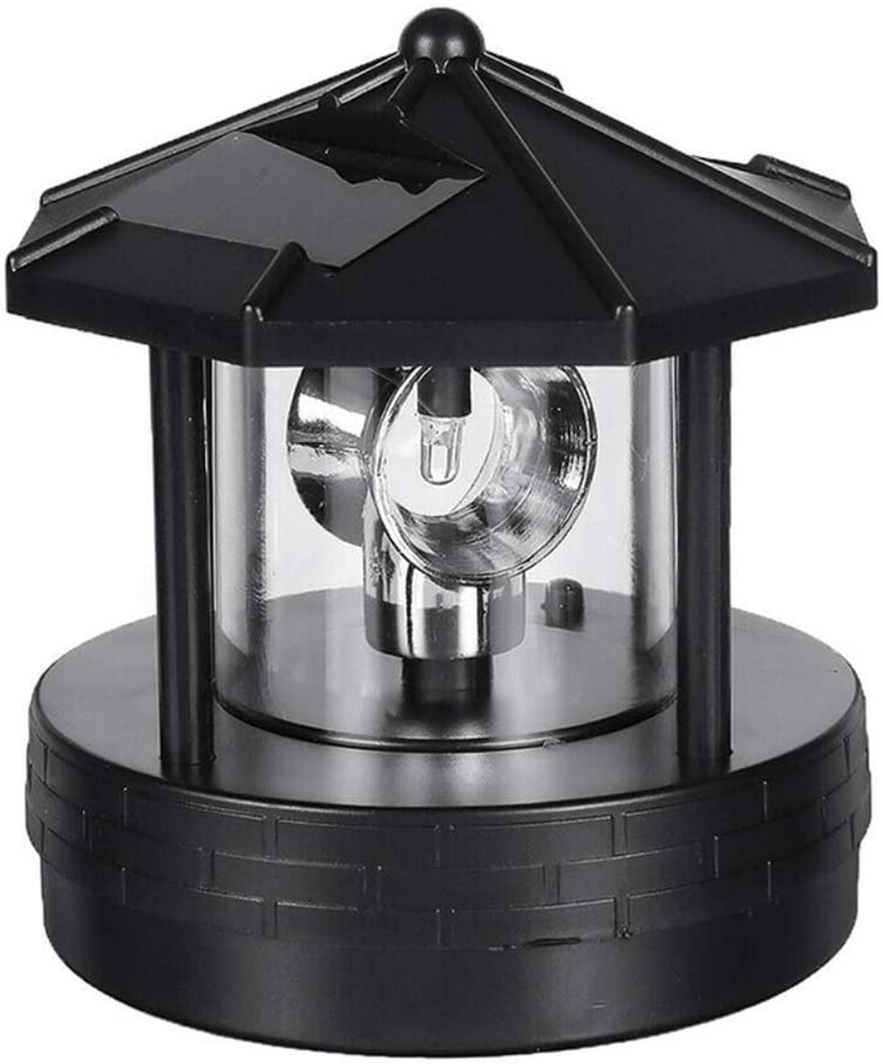 Solar Beacon Light, Waterproof LED Garden Lighthouse 360 Rotating for ...