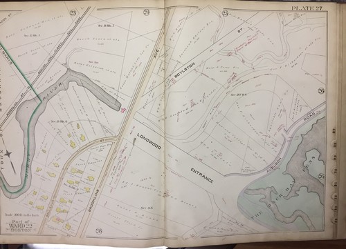 1888 BOSTON MA BACK BAY THE FENS LONGWOOD AVENUE ENTRANCE GW BROMLEY ...