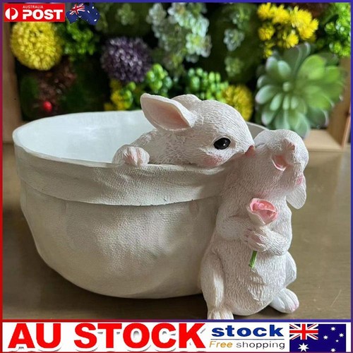 Adorable Bunny Planter Pot Resin Flowerpot Home Desktop Decoration ...