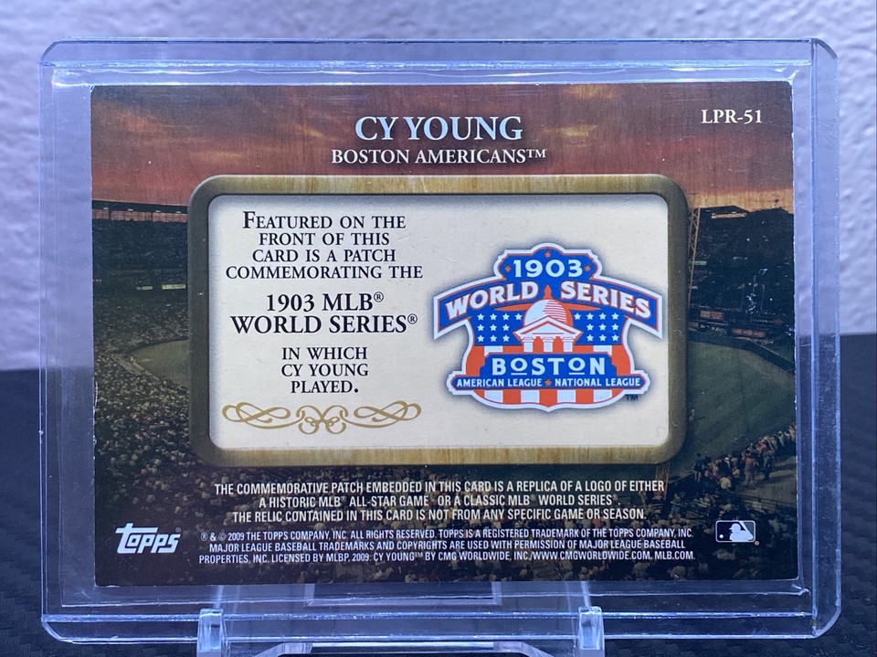 2009 Topps CY YOUNG 1903 World Series Fabric Patch Relic Boston ...