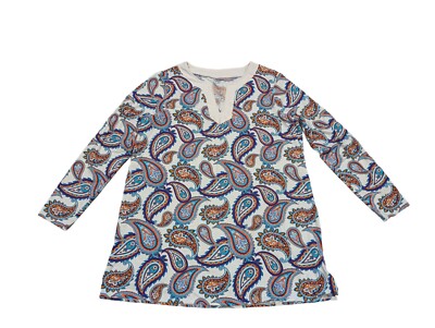 Lands End Large Swim Dress Rash Guard Tunic Cover Up V-Neck Long Sleeve ...