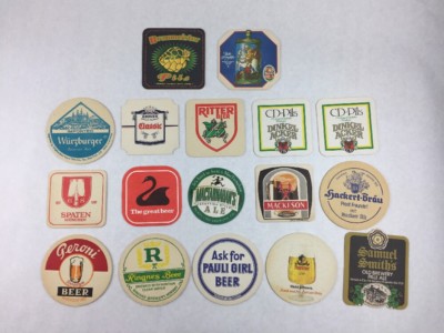 Lot of 17 Various European Beer Bar Coasters Italy Norway Germany USA ...