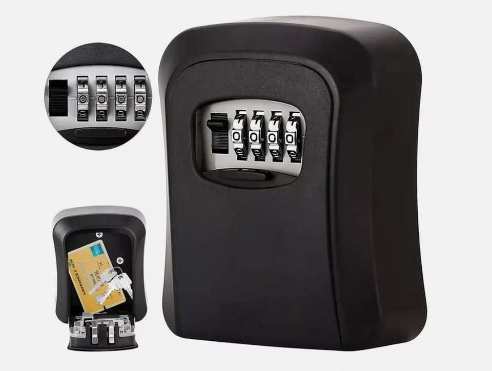 Key Safe Box 4 Digit Wall Mounted Outdoor Key Lock Box High Security ...